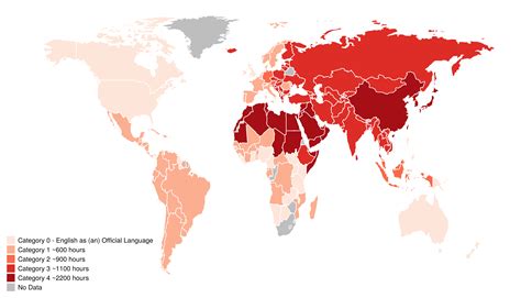 Mapping World Languages Difficulty Relative To English Educators R