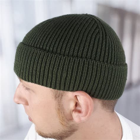 Short Fisherman Beanie Hat Navy Knitted Dockers Beanie Hat Etsy