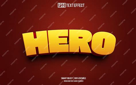 Hero Text Effect Font Editable Typography 3d Text Premium Psd