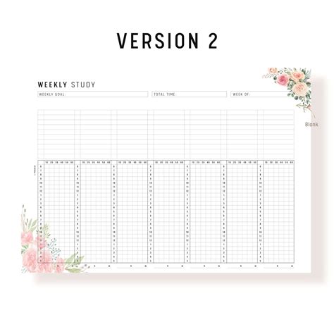 Floral Weekly Study Tracker Template Mrsneat