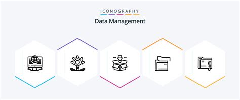 data management 25 line icon pack including folder search save box