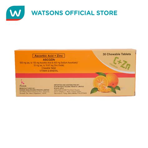 Ascozin 500mg Chewable Tablet 30 Tablet Per Box Lazada Ph