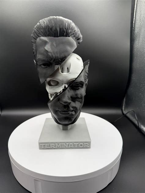 Terminator Bust Split Face Sculpture Iconic Movie Collectible Art For