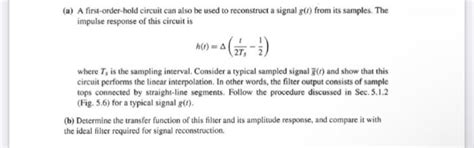 solved a a first order hold circuit can also be used to