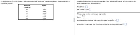 solved the following table your answers to two decimal