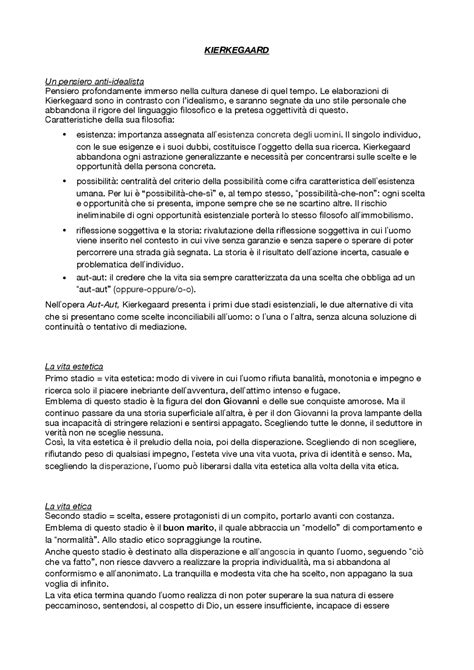 Soren Kierkegaard Appunti Docsity