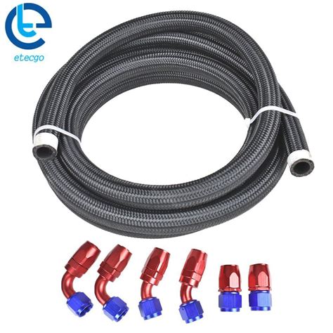 10FT Braided Fuel Hose Line Swivel Hose End Fitting Kit 4AN 6AN 8AN