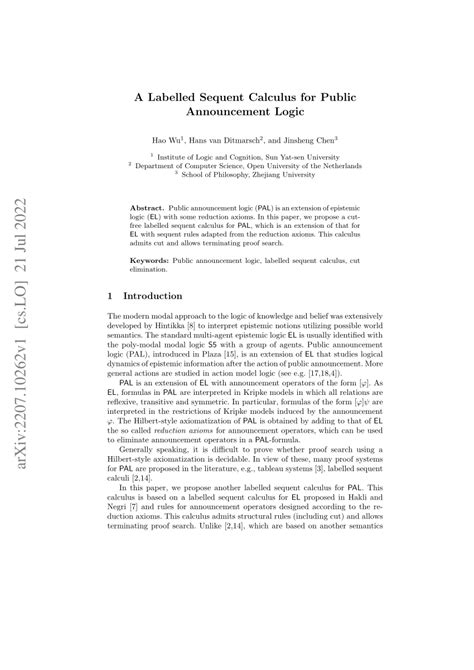 pdf a labelled sequent calculus for public announcement logic