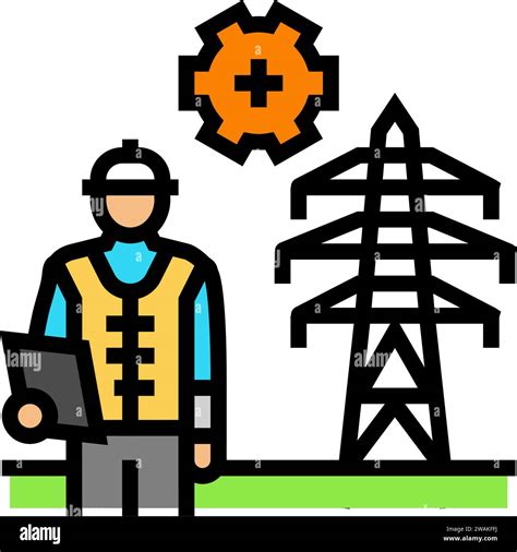 maintenance electric grid color icon vector illustration stock vector