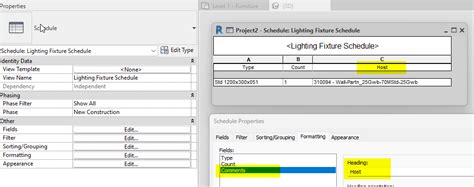 Lighting Fixture Schedule By Host Parameter Autodesk Community