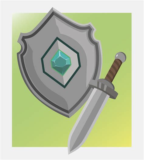 Иллюстрация Щит и меч вектор в стиле компьютерная графика