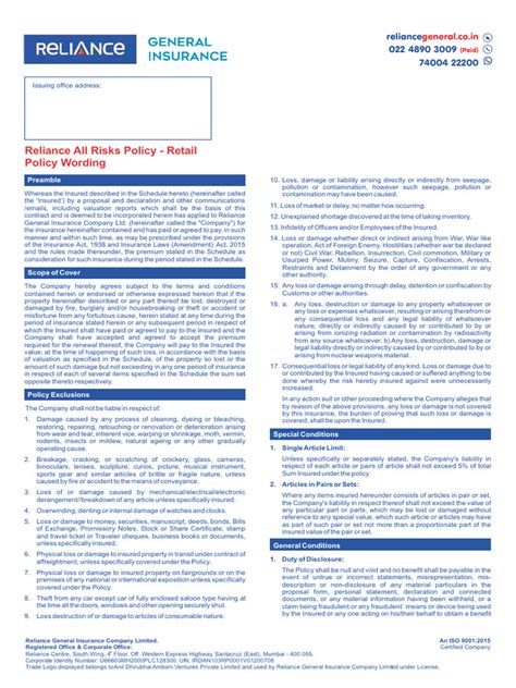 Policy Wording Download Free Pdf Insurance Indemnity