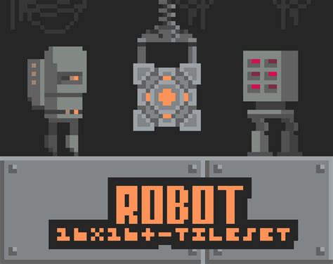 16x16 Robot Tileset By 0x72
