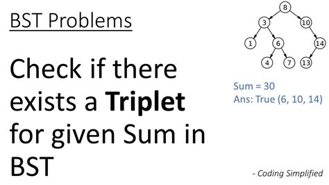 Bst 15 Check If There Exists A Triplet For Given Sum In Bst Youtube