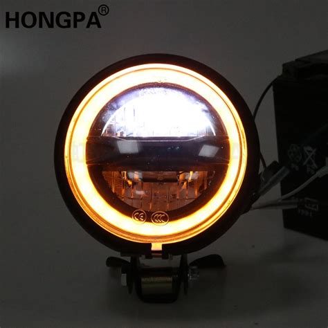 大促機車改裝 Led大燈 天使眼大燈 魚眼大燈 日行燈 帶光圈 頭燈 野狼 雲豹 愛將 咖啡 哈雷 Ktr 蝦皮購物