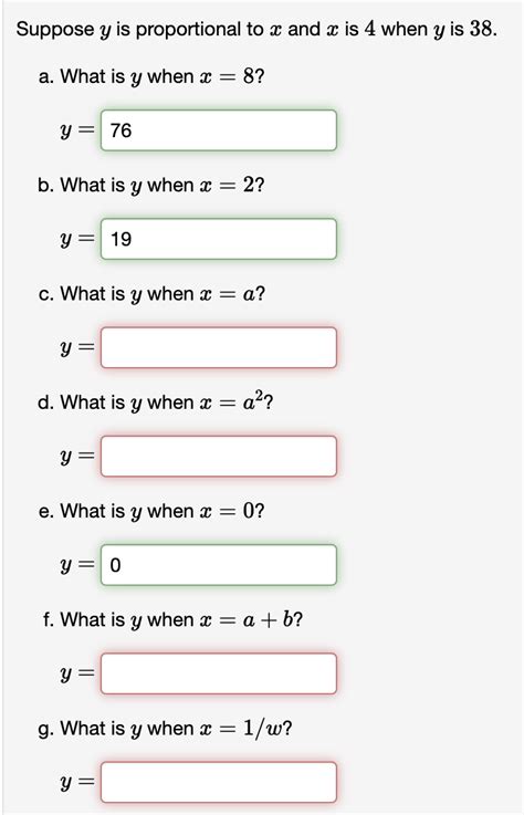 Solved Suppose Y Is Proportional To X And X Is 4 When Y Is Chegg Com