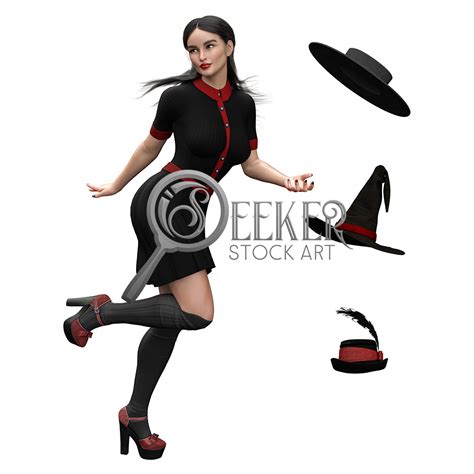 Sigrid Witch Woman Pose 4 With Hair Seeker Stock Art