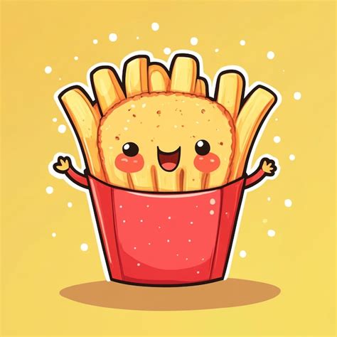 Character French Fries Chibi Illustration Design Premium Ai Generated