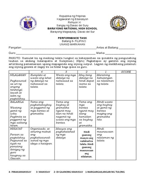 Performance Task 1st Quarterv 2021 Pdf
