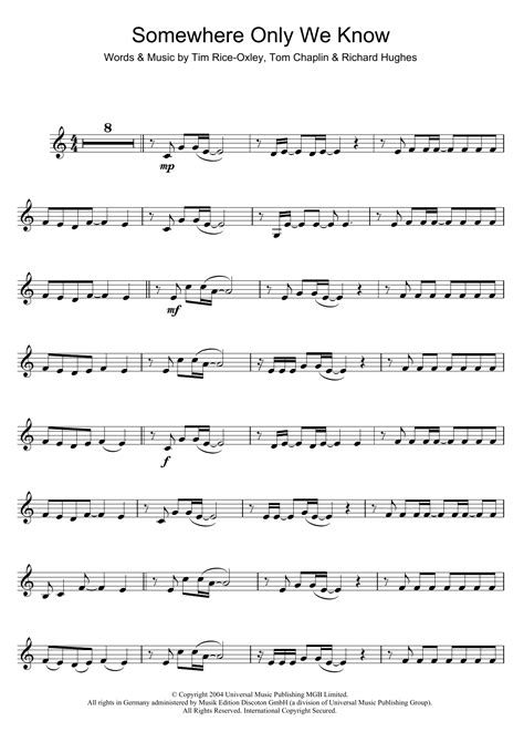 Keane Somewhere Only We Know At Stanton S Sheet Music