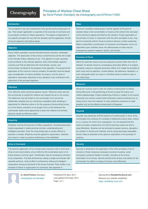 Infantry Cheat Sheet