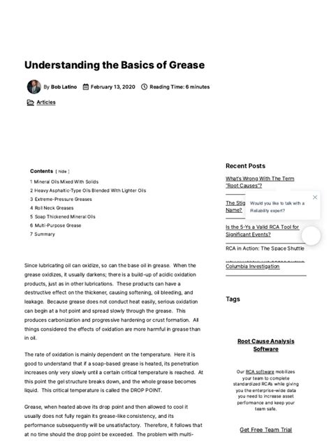 Understanding The Basics Of Grease Reliability Pdf