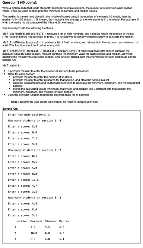 Solved Question 3 40 Points Write A Python Code That Chegg