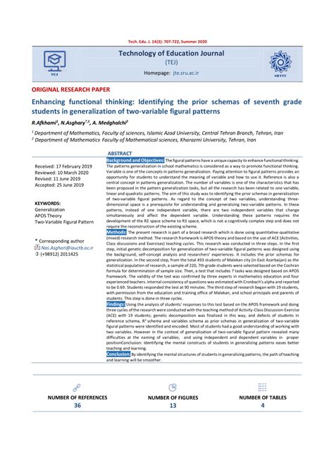 Pdf Enhancing Functional Thinking Identifying The Prior Schemas Of