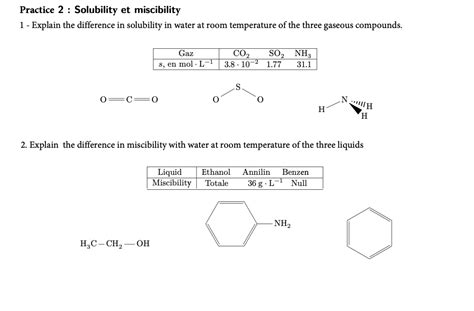 Solved Practice 2 Solubility Et Miscibility 1 Explain