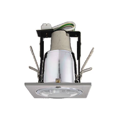 E27 Square Downlights With Glass Cover Matted Chrome Savers Depot