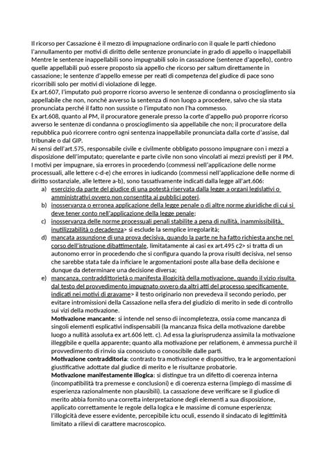 Ricorso In Cassazione Docsity