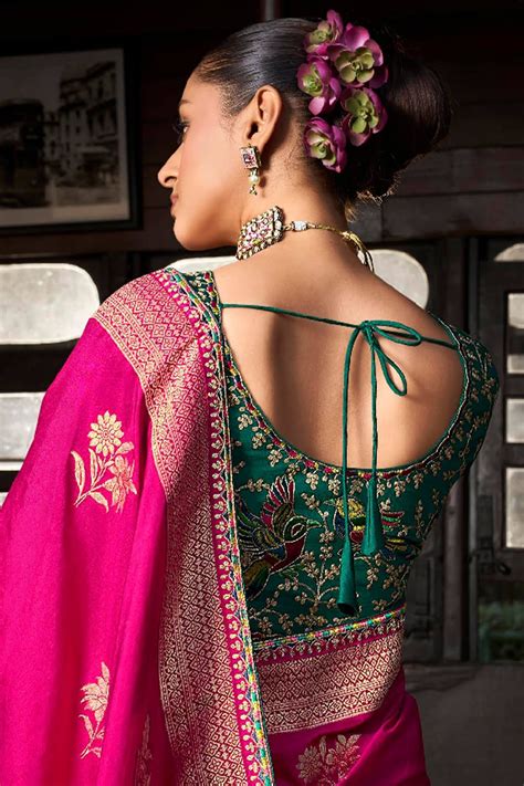 Sempiternal Dark Pink Pure Viscose Dola Silk Saree With Stylish Blouse
