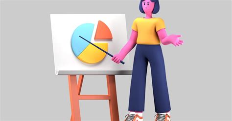 Cartoon Businesswoman Explaining Pie Chart 3d Incl Businesswoman