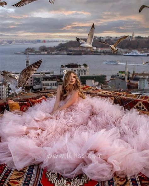 Gorgeous Ruffled Pearl Pink Tulle Flying Photoshoot Dress Lunss