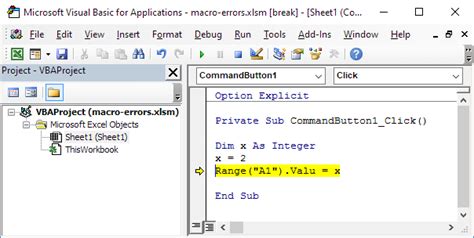 Macro Errors In Excel Step By Step Tutorial