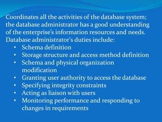 DBMS Introduction And Functionality Of Of Dbms PPT