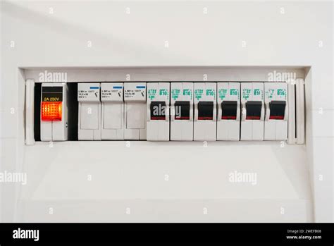 Close Up View Of Switches On Fuse Board Stock Photo Alamy