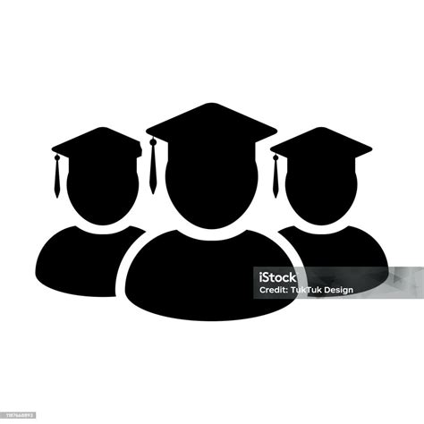 Graden Pictogram Vector Mannelijke Groep Van Studenten Persoon Profiel
