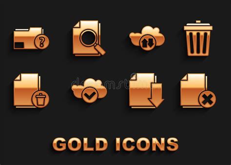 Set Cloud With Check Mark Trash Can Delete File Document Document Download And Upload