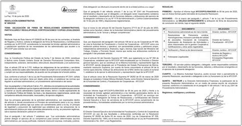 Afcoop Resolución Administrativa N° 0092020 Jornada