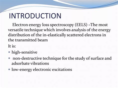 Electron Energy Lose Spectroscopy Eels Pptx
