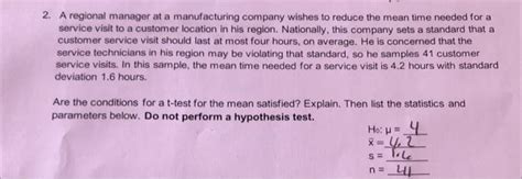 Solved 2 A Regional Manager At A Manufacturing Company Chegg