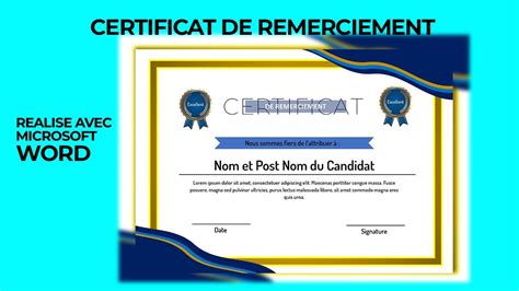 Comment créer un certificat de remerciement 100 pour 100 en ms word en