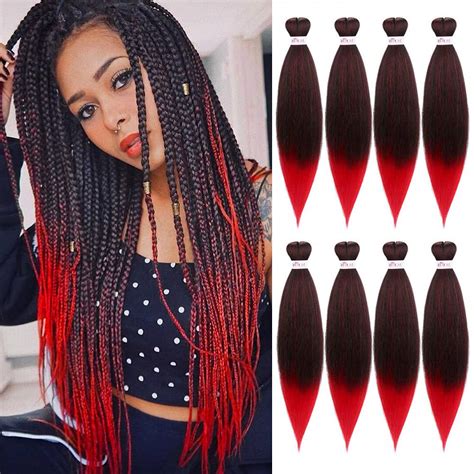 Pre Stretched Braiding Hair Ombre Red Prestretched Braiding Hair In