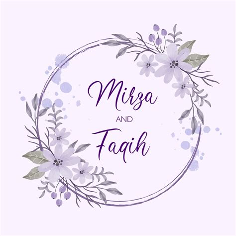 Classic Circle Purple Flower Wreath Frame Invitation Card 11219298