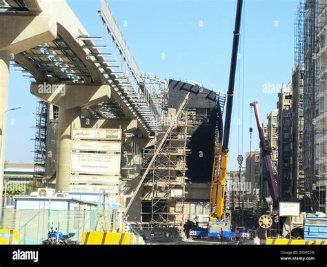 Cairo Egypt April 21 2024 A Monorail Station Site That Is Under