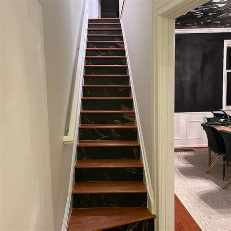 Botanical Removable Stair Riser Decals Olive And Lemon Branch Sticker For Stairs Turquoise