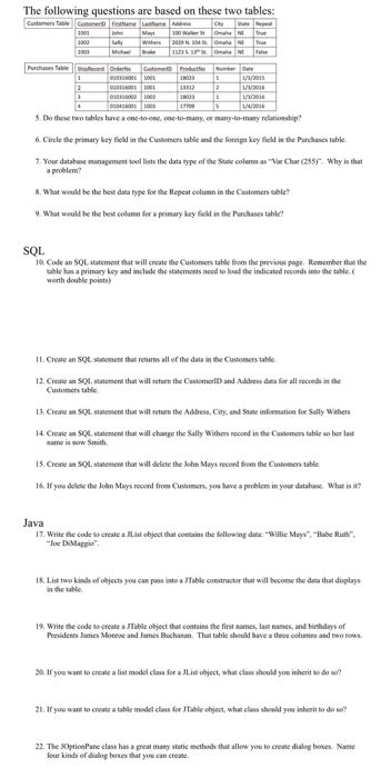Solved Sql 10 Code An Sql Statement That Will Create The