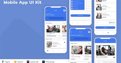 E Course Mobile App Ui Kit Ux And Ui Kits Ft Online And Education Envato