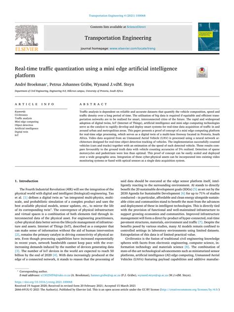 Pdf Real Time Traffic Quantization Using A Mini Edge Artificial